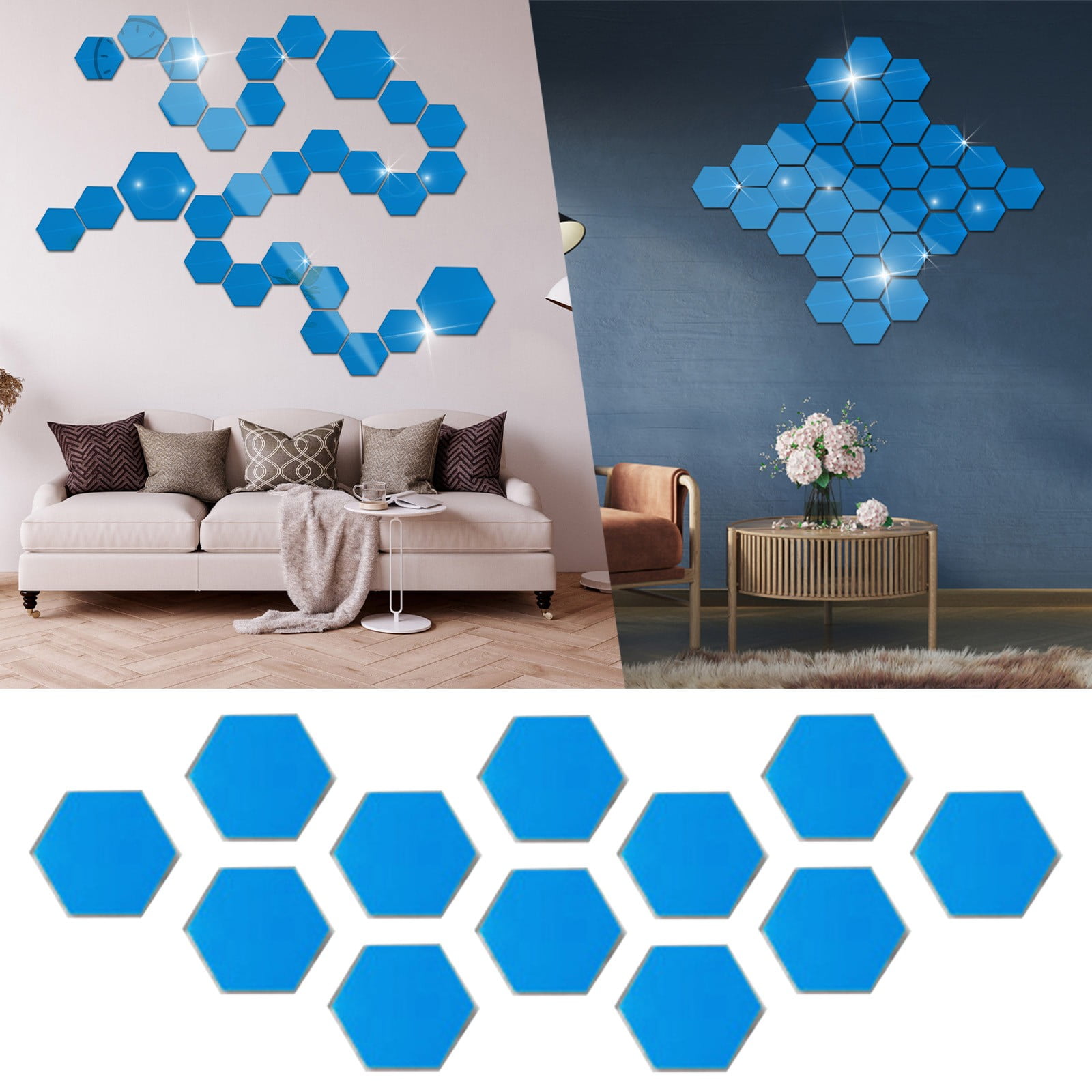 Hexagon Acrylic Mirror Diy Wall Sticker 3D Stereo Home Decor with ...