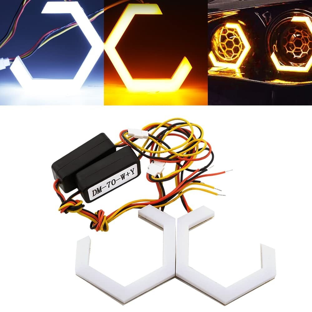 Hexagon Angel Eyes 86MM RGB APP Control Halo Rings Retrofit Car ...