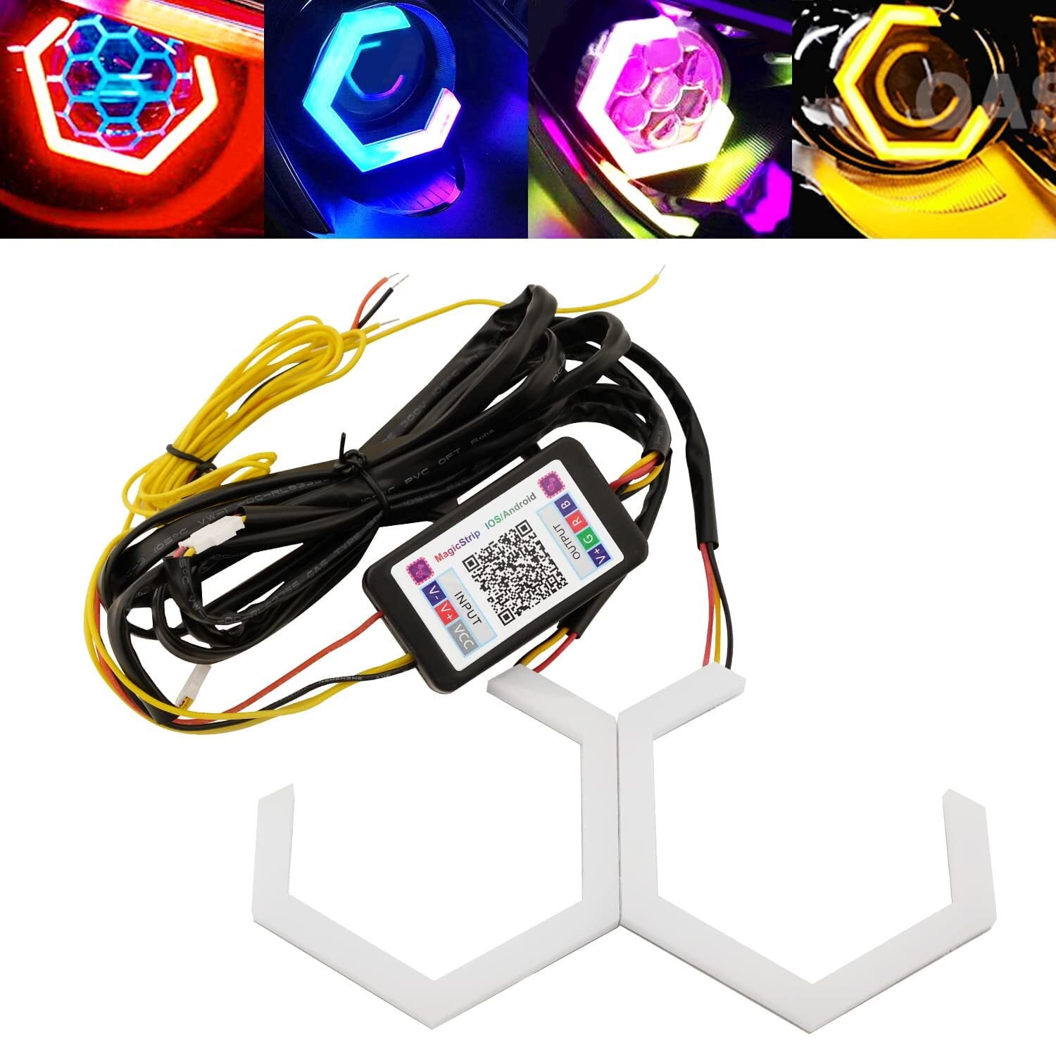 Hexagon Angel Eyes 86MM RGB APP Control Halo Rings Retrofit Car ...