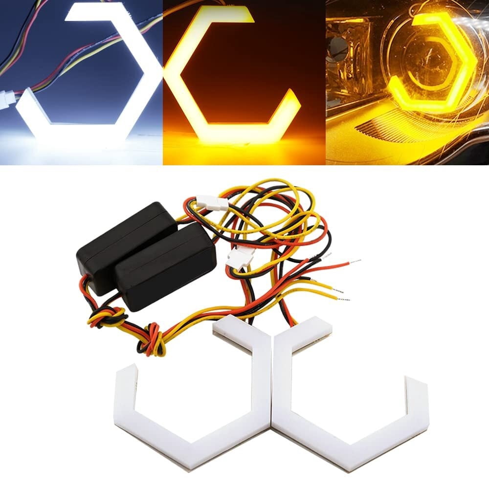 Hexagon Angel Eyes 86MM RGB APP Control Halo Rings Retrofit Car ...