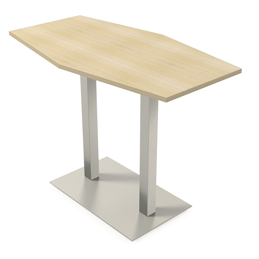 Hexagon Bistro Height Meeting Table Double Metal Base 34x70 Bar Table ...