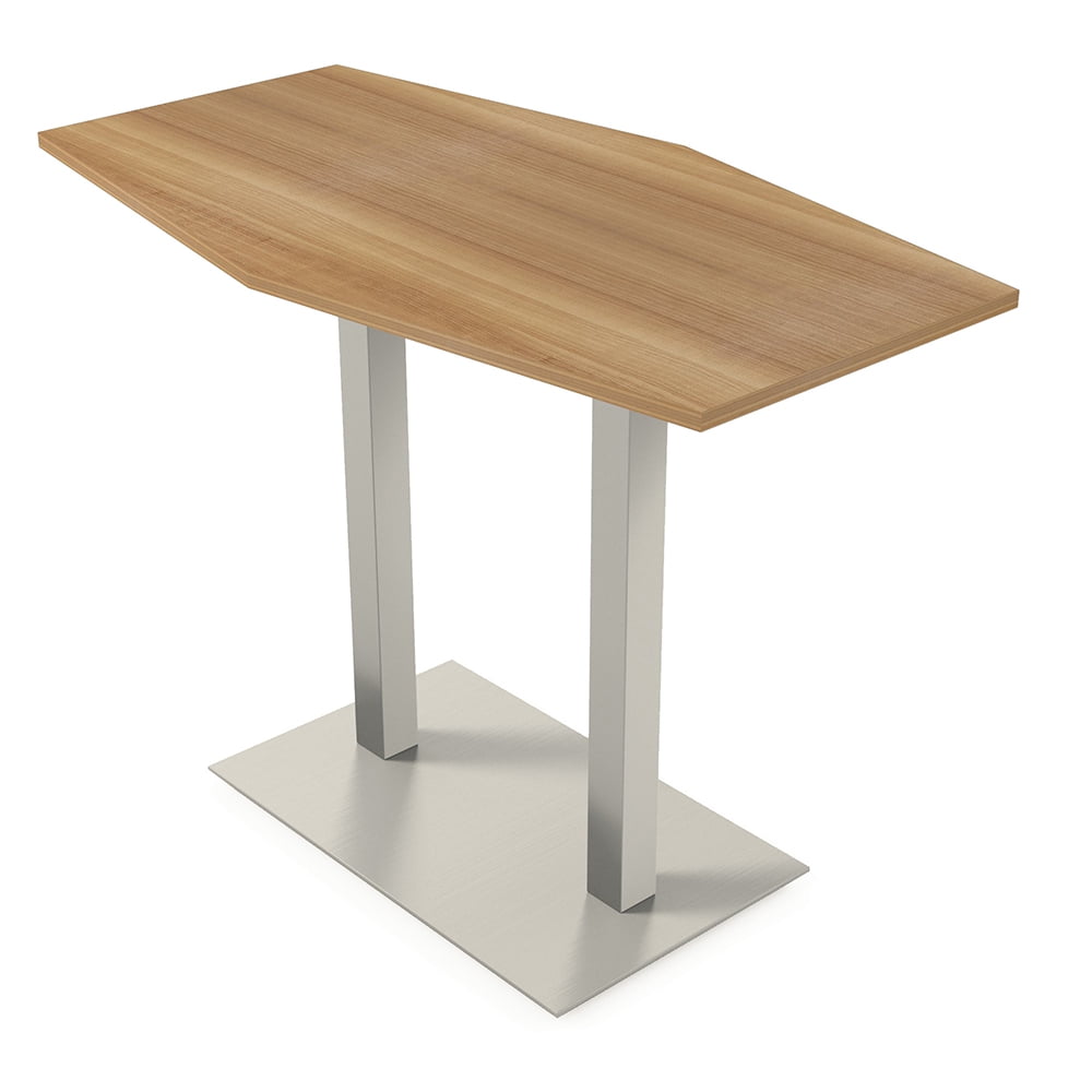 Hexagon Bistro Height Meeting Table Double Metal Base 34x70 Bar Table ...