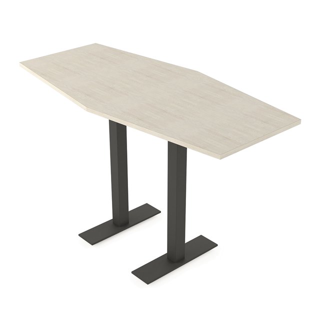 Hexagon Bistro Height Meeting Table T-Shaped Metal Base 34x70 Bar Table ...