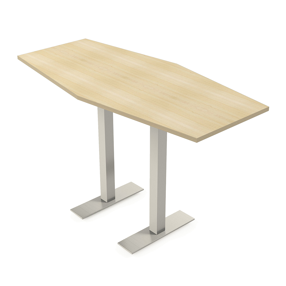 Hexagon Bistro Height Meeting Table T-Shaped Metal Base 34x70 Bar Table ...