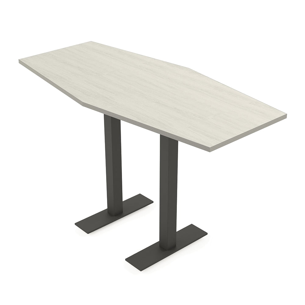 Hexagon Bistro Height Meeting Table T-Shaped Metal Base 34x70 Bar Table ...