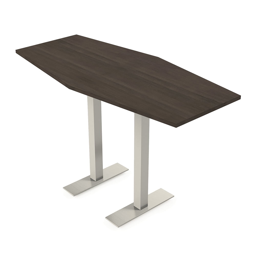 Hexagon Bistro Height Meeting Table T-Shaped Metal Base 34x70 Bar Table ...