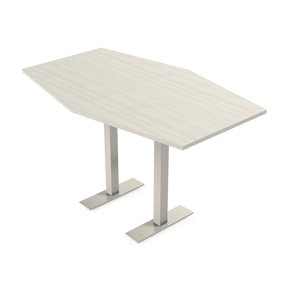 Hexagon Bistro Height Meeting Table T-Shaped Metal Base 46x72 Bar Table ...
