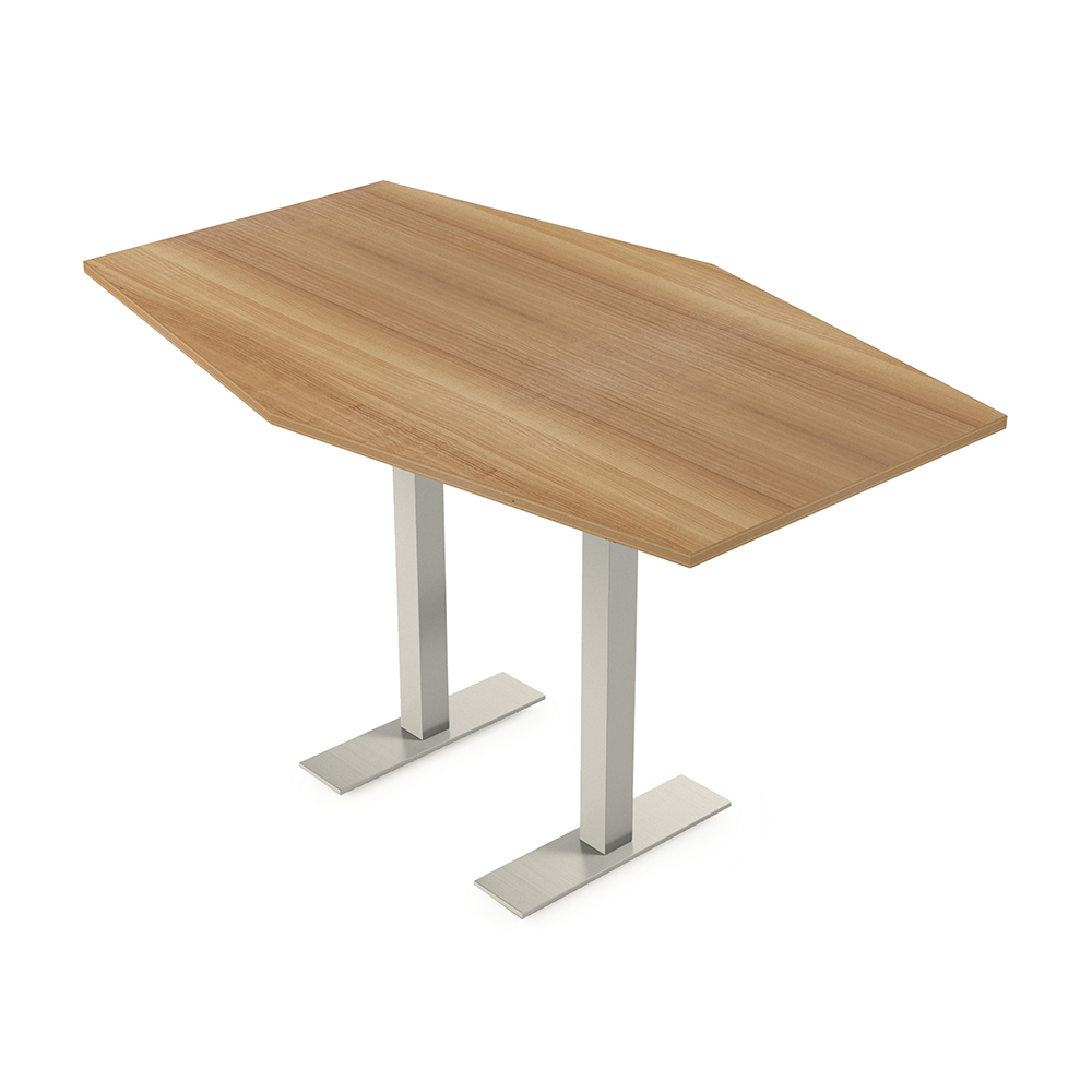 Hexagon Bistro Height Meeting Table T-Shaped Metal Base 46x72 Bar Table ...
