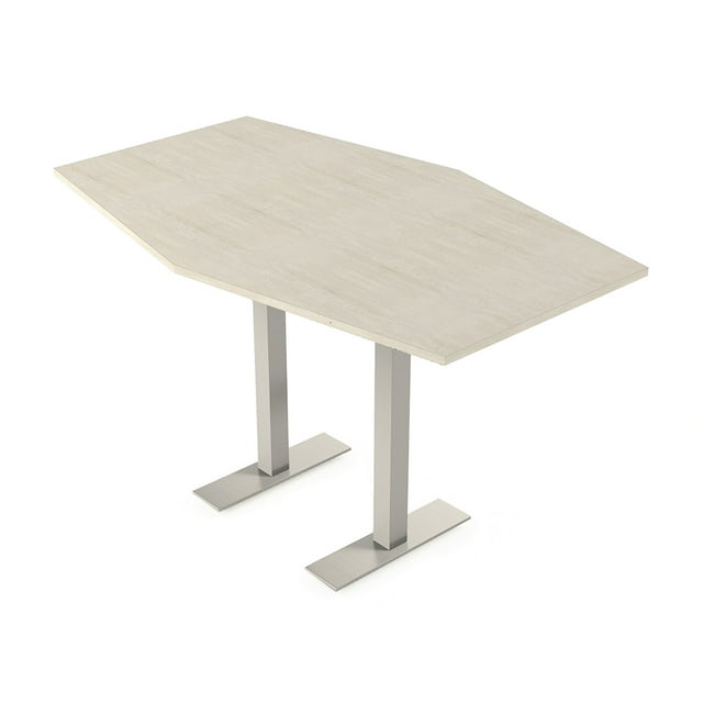 Hexagon Bistro Height Meeting Table T-Shaped Metal Base 46x72 Bar Table ...