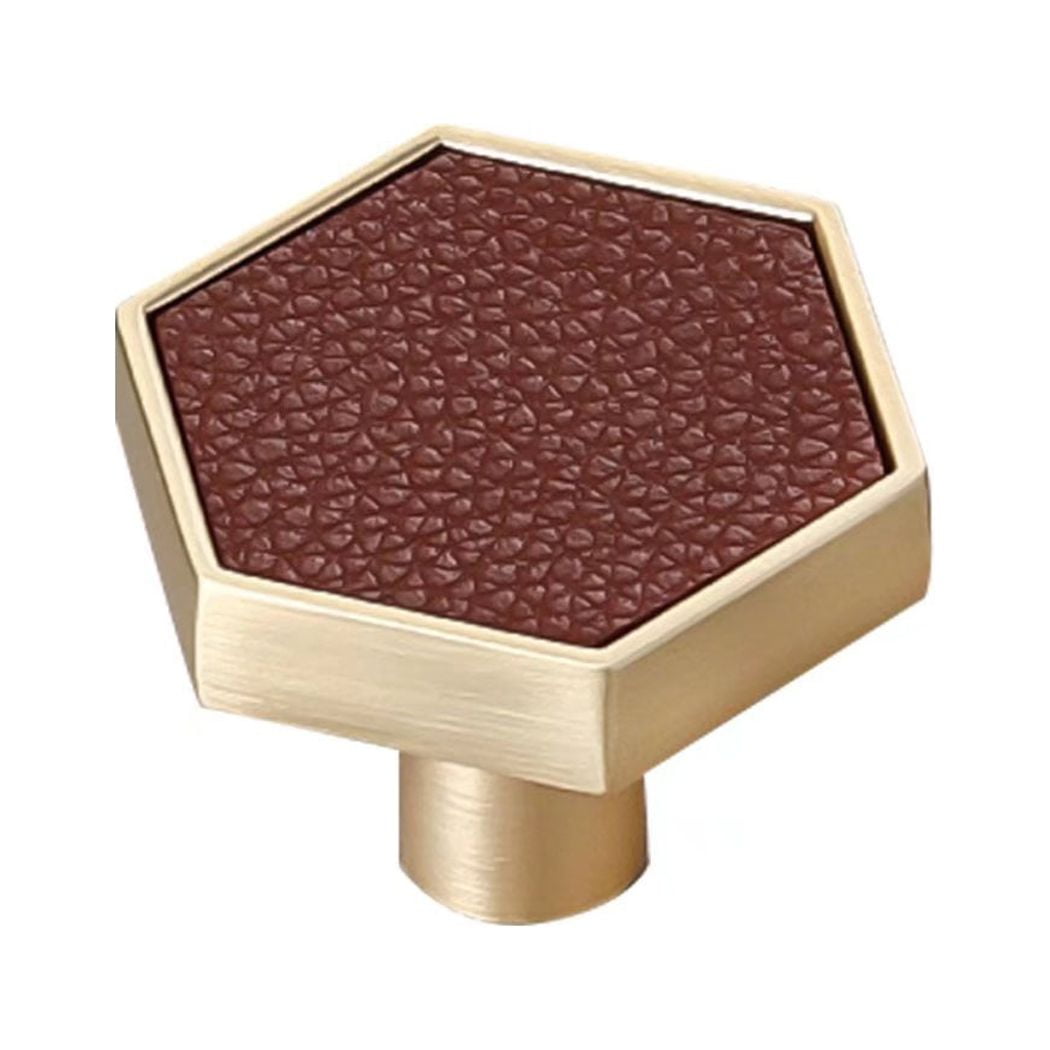 Hexagon Brass Marble Cabinet Knob 1-1/4" (30mm) Vintage Furniture Drawer Knobs, Brown - Walmart.com