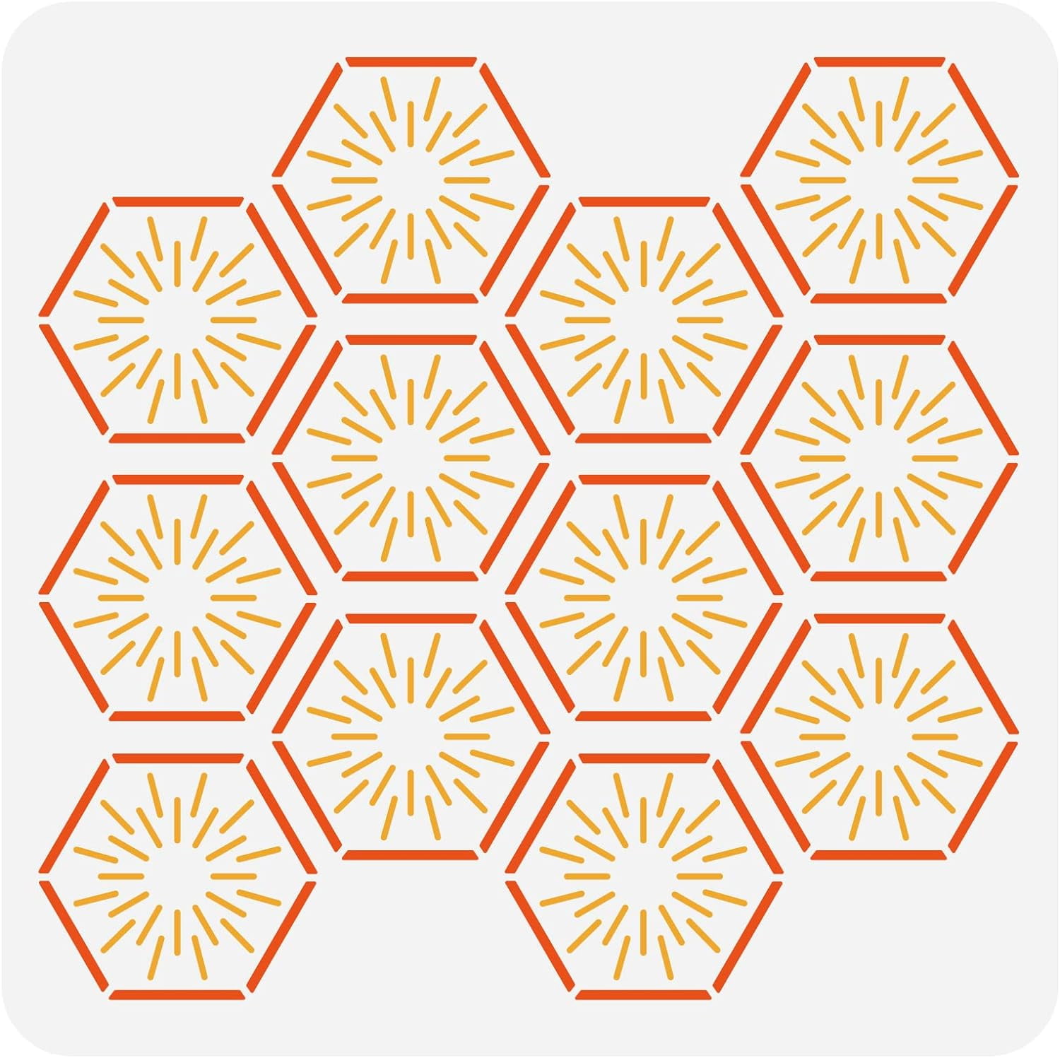 Hexagon Burst Wall Stencil Reusable Drawing Stencils 12x12" DIY Craft ...