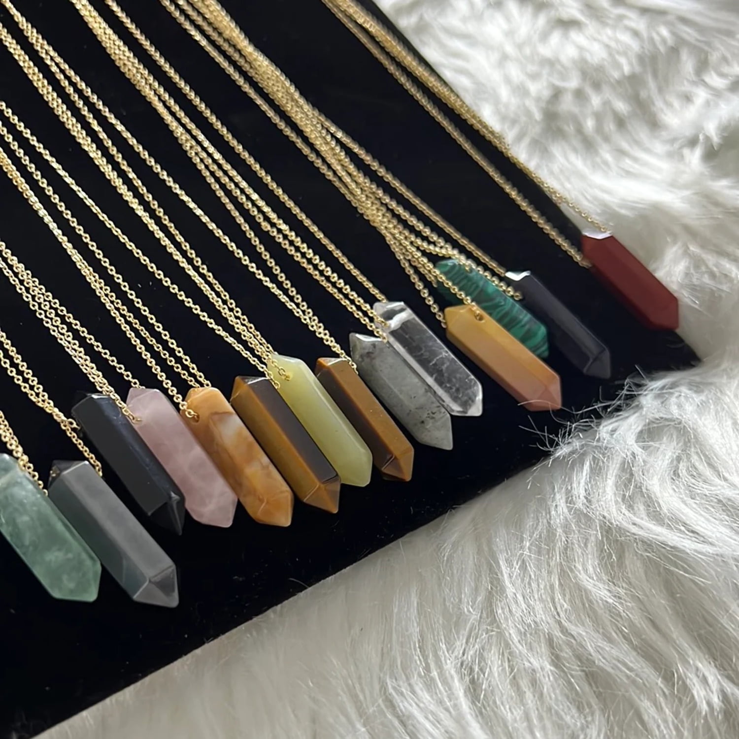 Hexagon Crystal necklace- Bullet shape gemstone pendant - Walmart.com