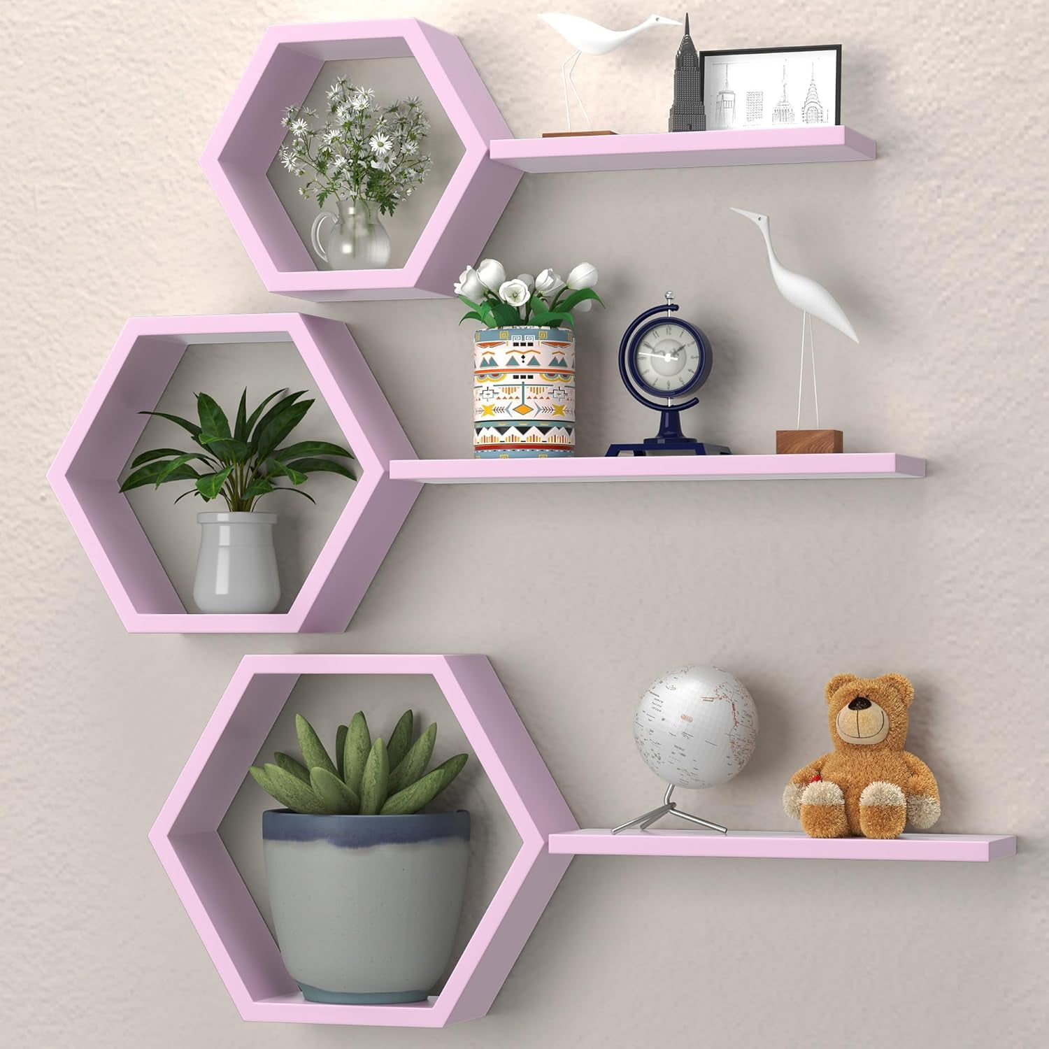 Hexagon Floating Geometric Honeycomb Shelves - Hexagon Floating Shelves ...