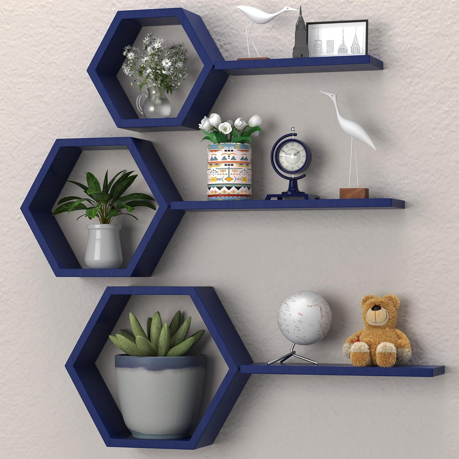 Hexagon Floating Geometric Honeycomb Shelves - Hexagon Floating Shelves ...