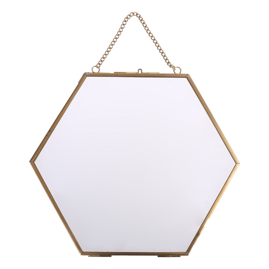 Hexagon Floating Hanging Photo Frame Metal Glass Portrait Picture Plant ...