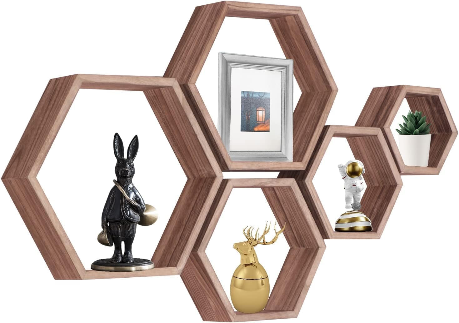 Hexagon Floating Shelves,Honeycomb Shelf Set of 5,Octagon Shelves Wall ...