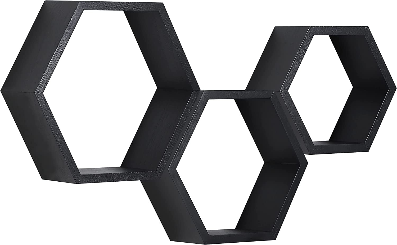 Hexagon Floating Shelves,Honeycomb Shelves Set of 3,Wall Mounted Wood ...