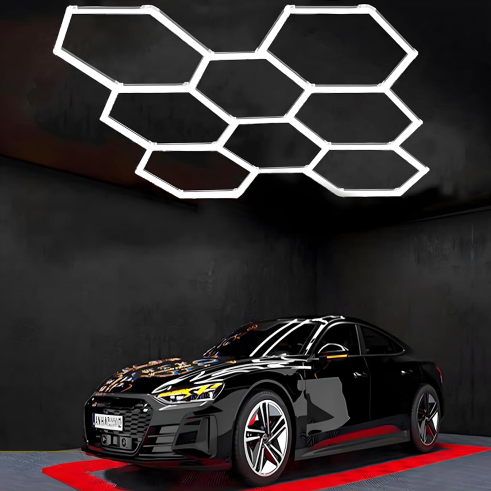 Hexagon Garage Lights 280W 30400LM, 8 Grids LED Garage Hexagon Lights ...