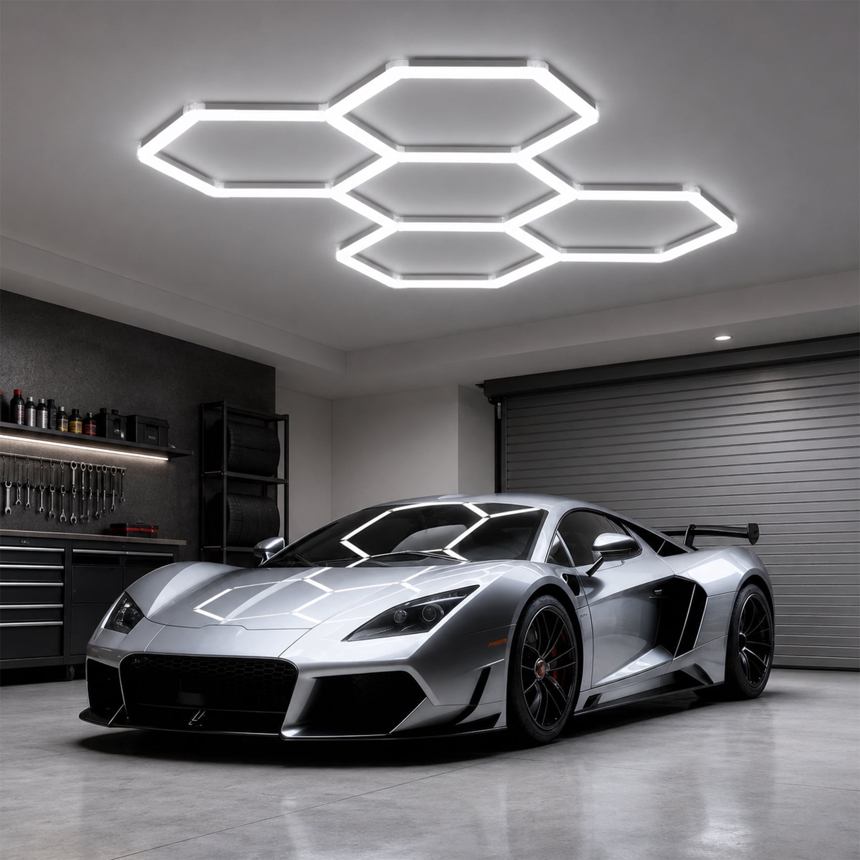 Hexagon Garage Lights, High Brightness 192W 6500K 21000 LM Honeycomb ...