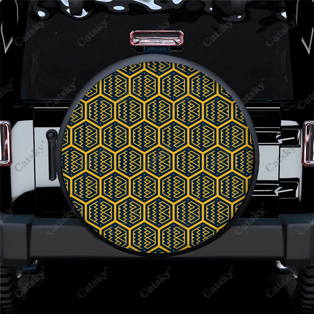 Hexagon Grid Pattern Polyester Universal Spare Wheel Tire Cover Custom ...