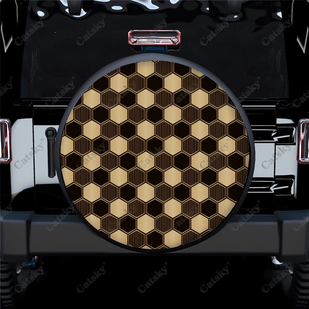 Hexagon Grid Pattern Polyester Universal Spare Wheel Tire Cover Custom ...