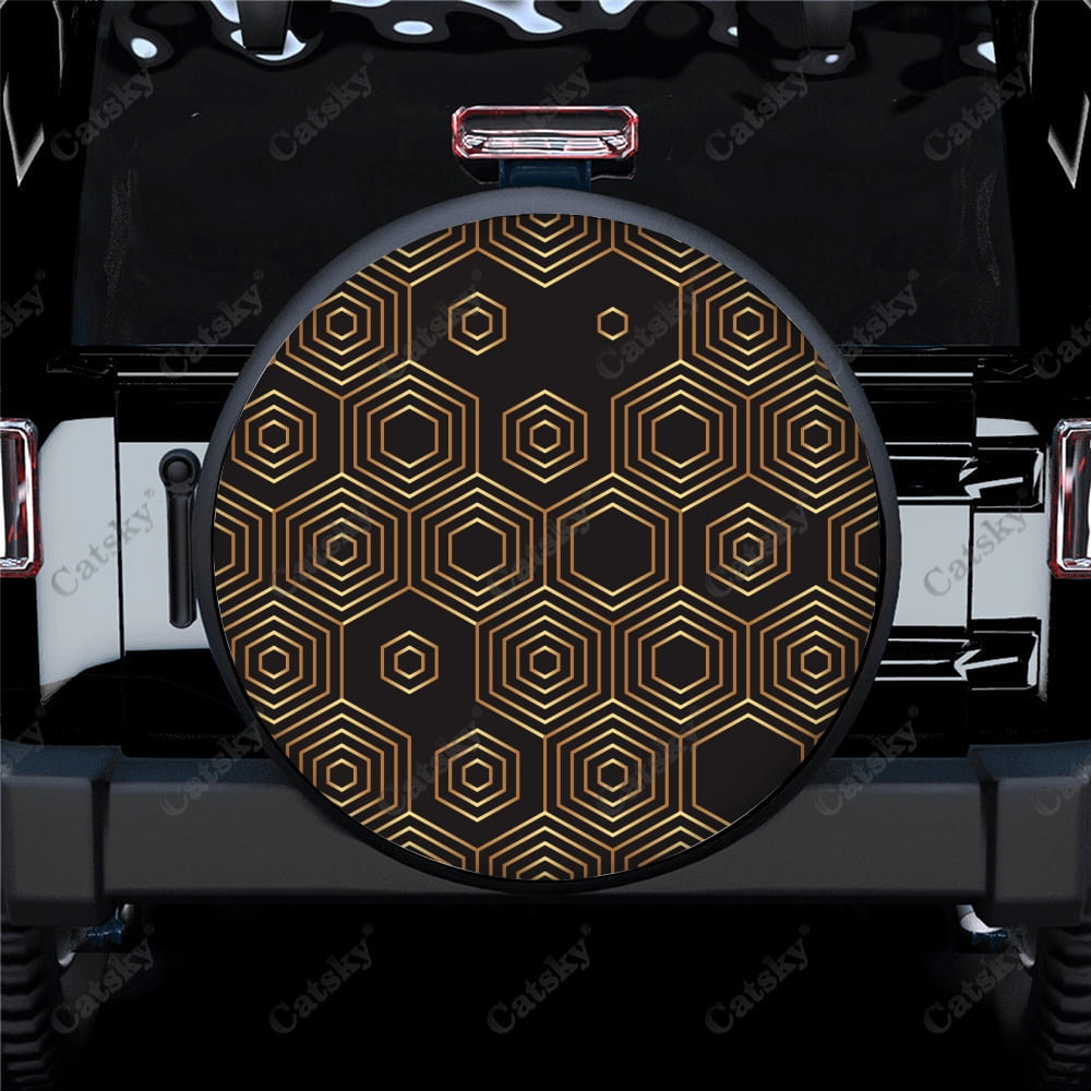 Hexagon Grid Pattern Polyester Universal Spare Wheel Tire Cover Custom ...