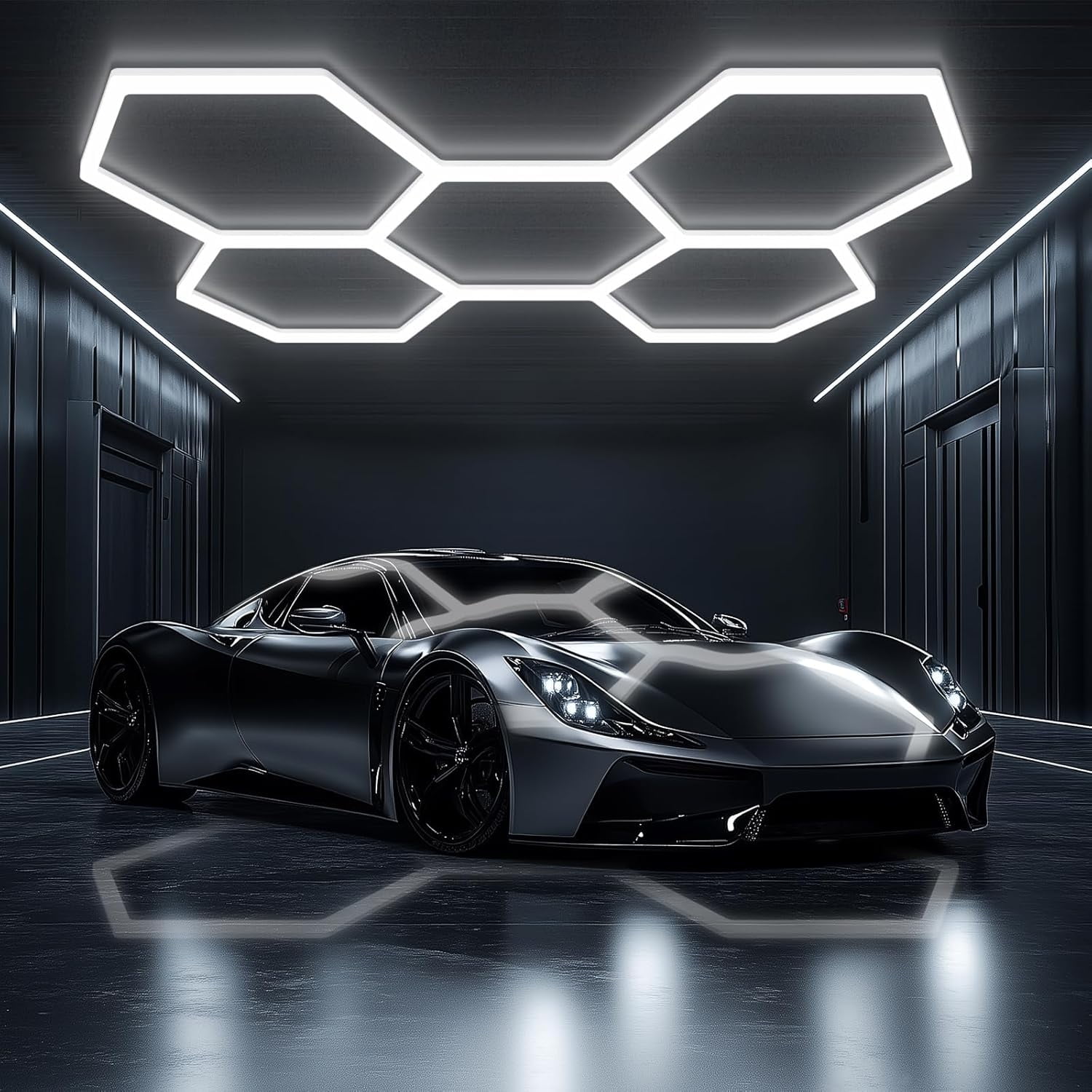 Hexagon LED Garage Lights, 24000LM 5000K 200W Hex Honeycomb LED Ceiling ...