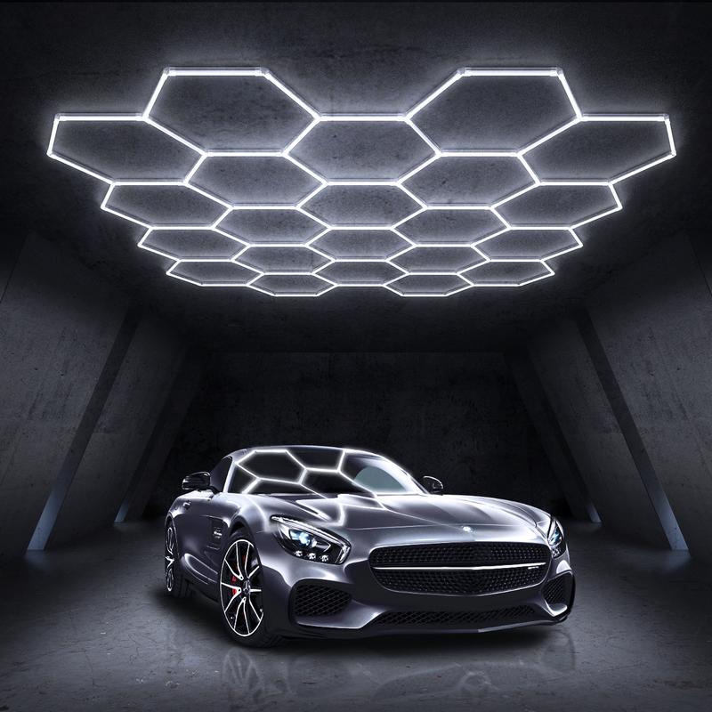 Hexagon LED Garage Lights for Ceiling - 5000K/6500K Cool White, Ideal ...