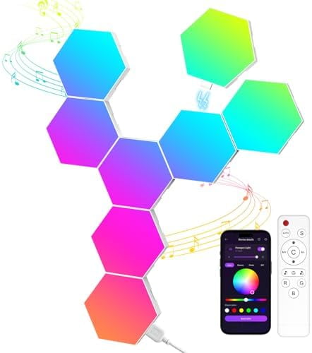 Hexagon LED Light Panels 8 Pack – Smart RGB Wall Lights with APP ...