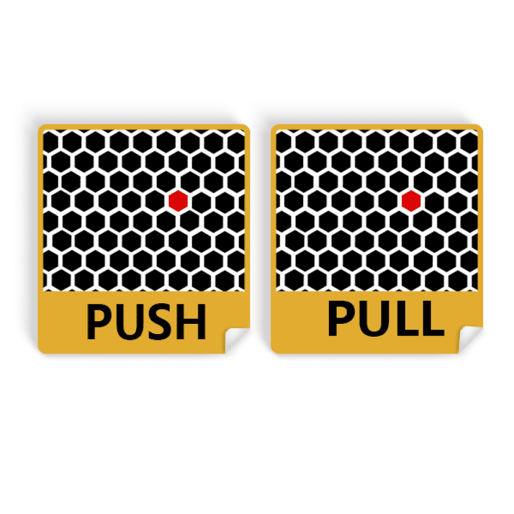 Hexagon Line Art Grain Illustration Pattern Push Pull Door Sign Vinyl ...