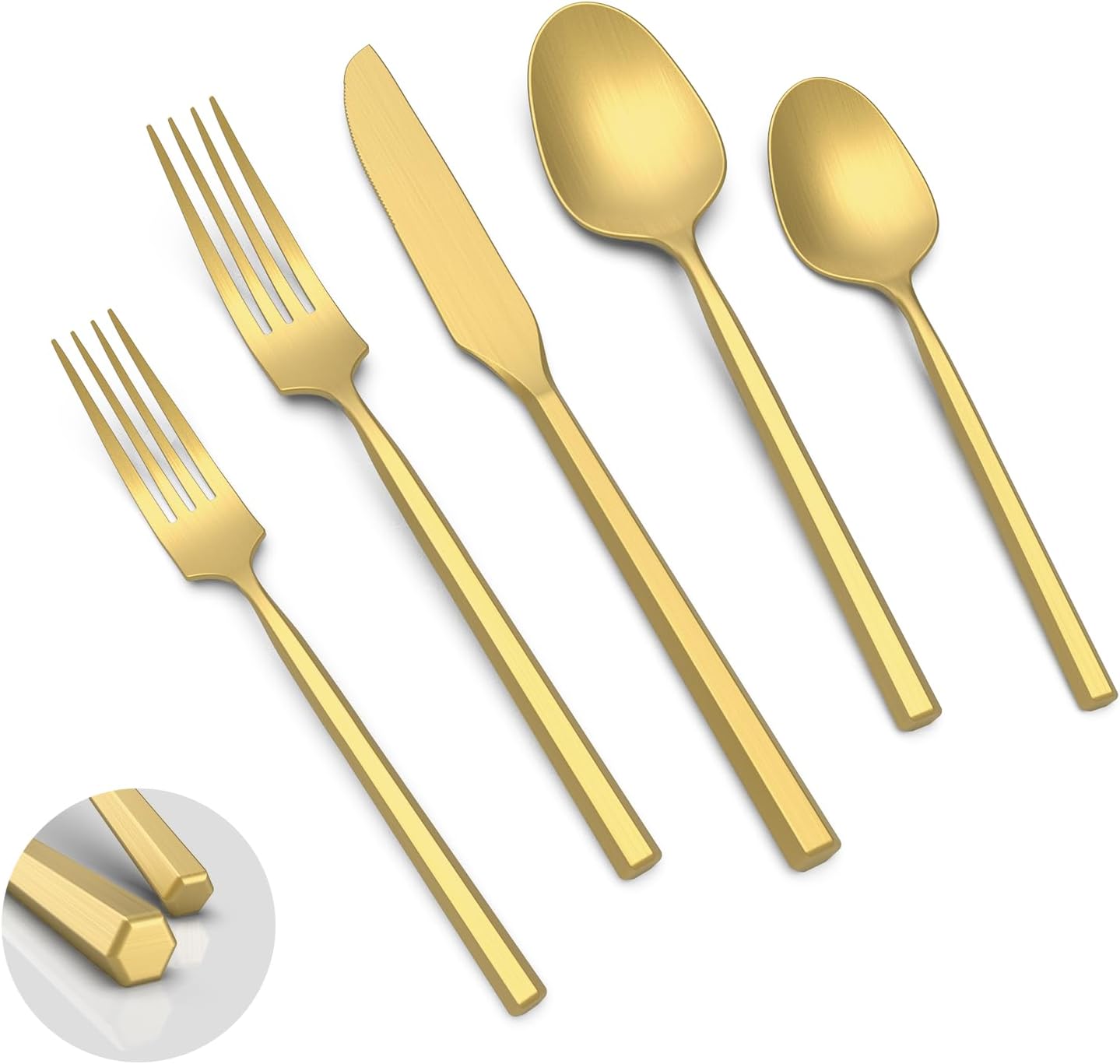 Matte Gold 20-Piece Gold Silverware Set, Stainless Steel Cutlery Set ...