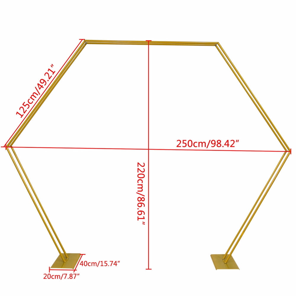 Hexagon Metal Wedding Arch Frame Garden Arbor Flowers Balloon Backdrop ...