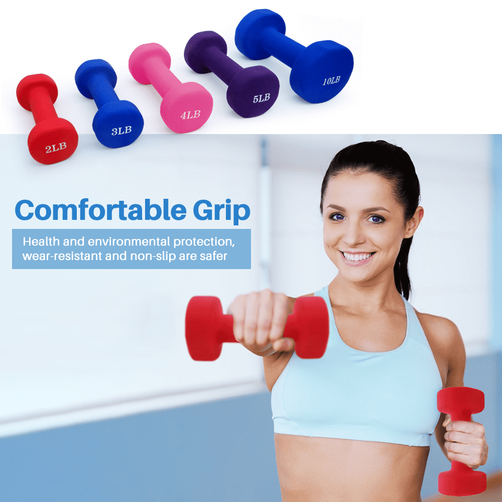 ASA1 Hex Grip Neoprene Coated Dumbbells, Anti-Slip Design, Multiple ...