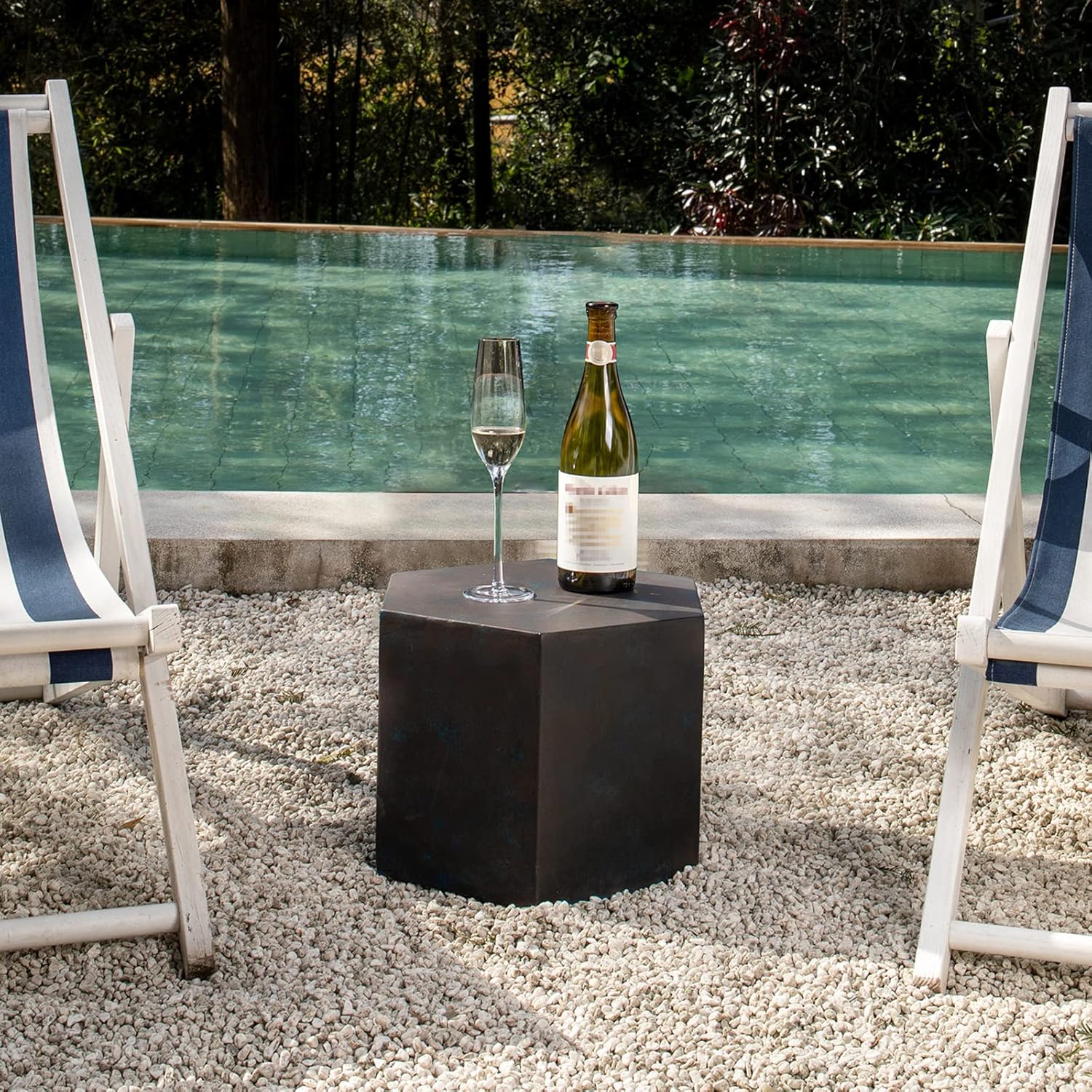Hexagon Outdoor Side Table, Concrete Accent Table 14.5''Wx12''H ...