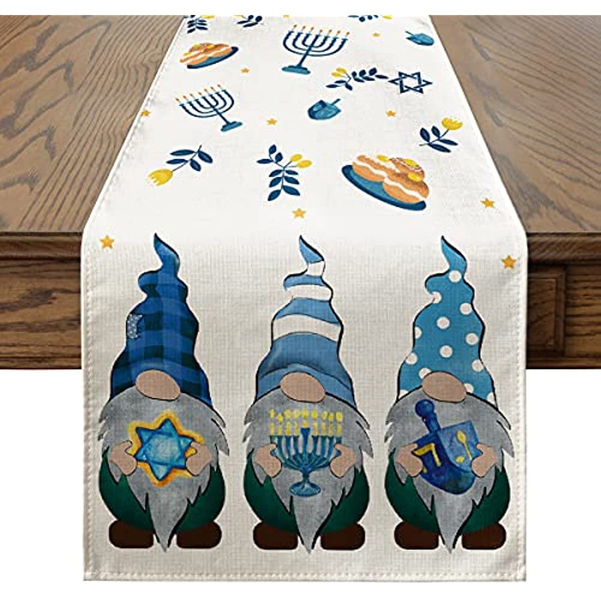 Hexagon Passover Table Runner Jewish Menorah Hanukkah Holiday Kitchen ...