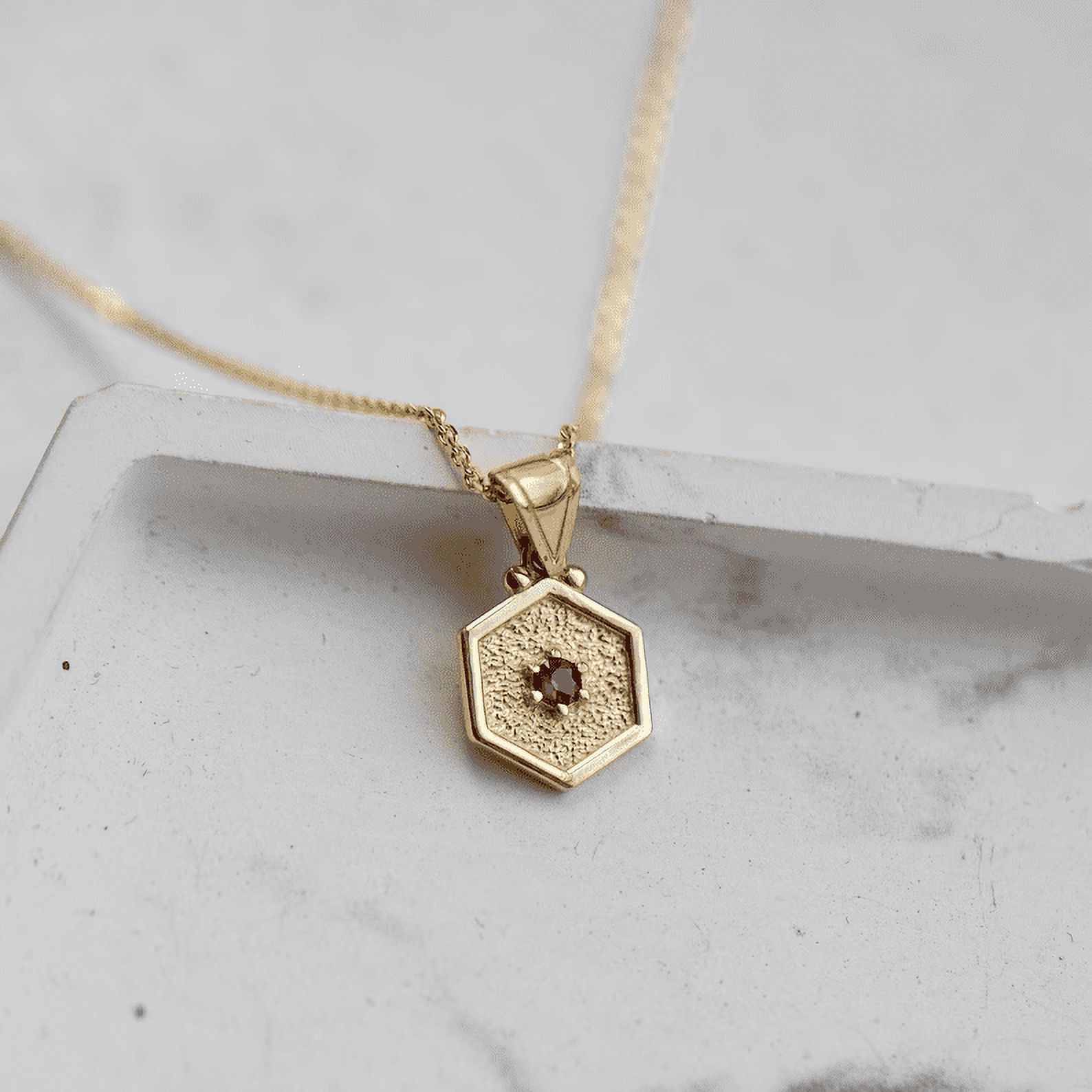 Hexagon Pendant 14K Gold Ruby - Natural Ruby Gemstone Necklace for ...