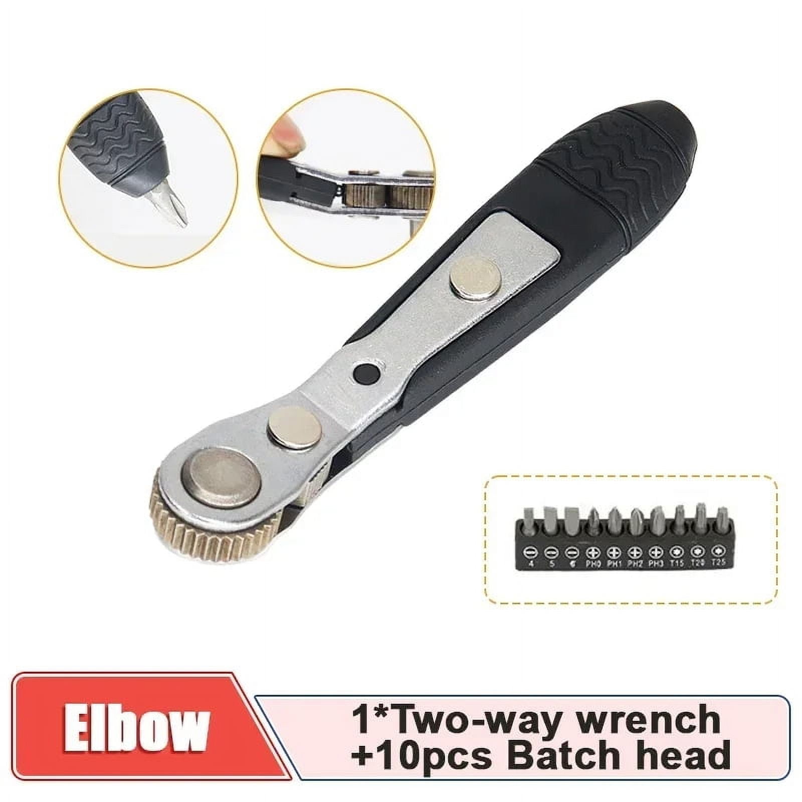 Hexagon Ratchet Spanner 1/4 Inch Mini 36-Tooth Ratchet Screwdriver + 10 ...
