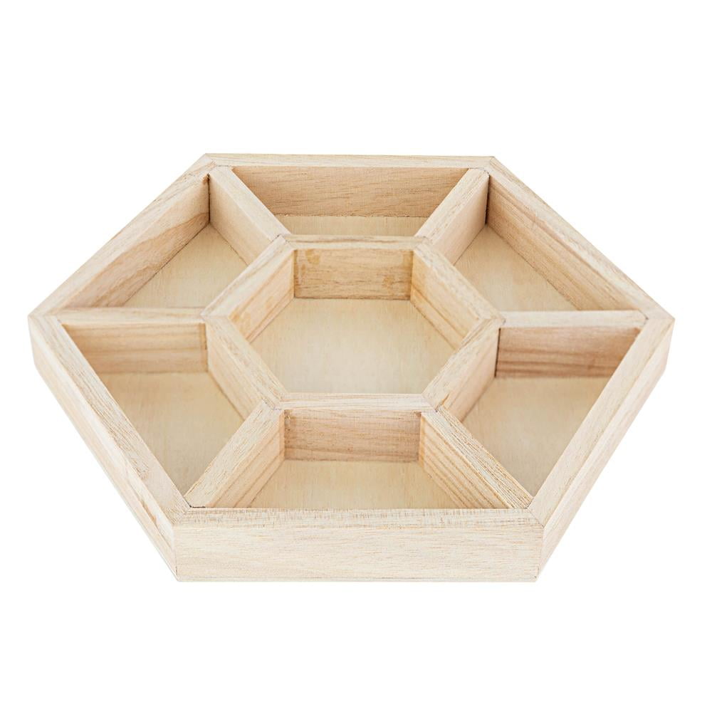 Hexagon Sectional Wooden Trays 4 Pack 10.5"X10.5"X1" - Walmart.com
