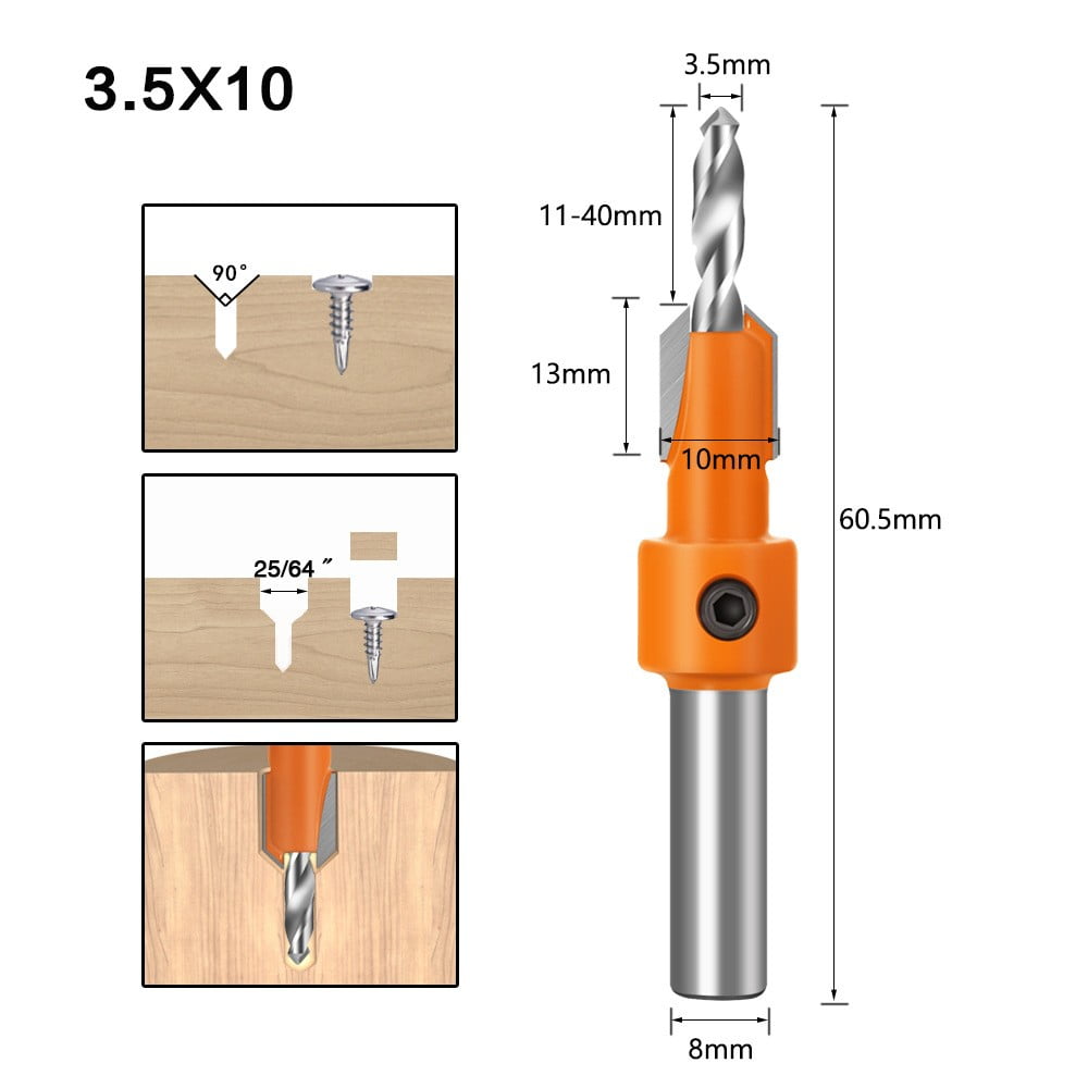 Hexagon Shank Countersink Drill Bit Set for Woodworking Screws ...