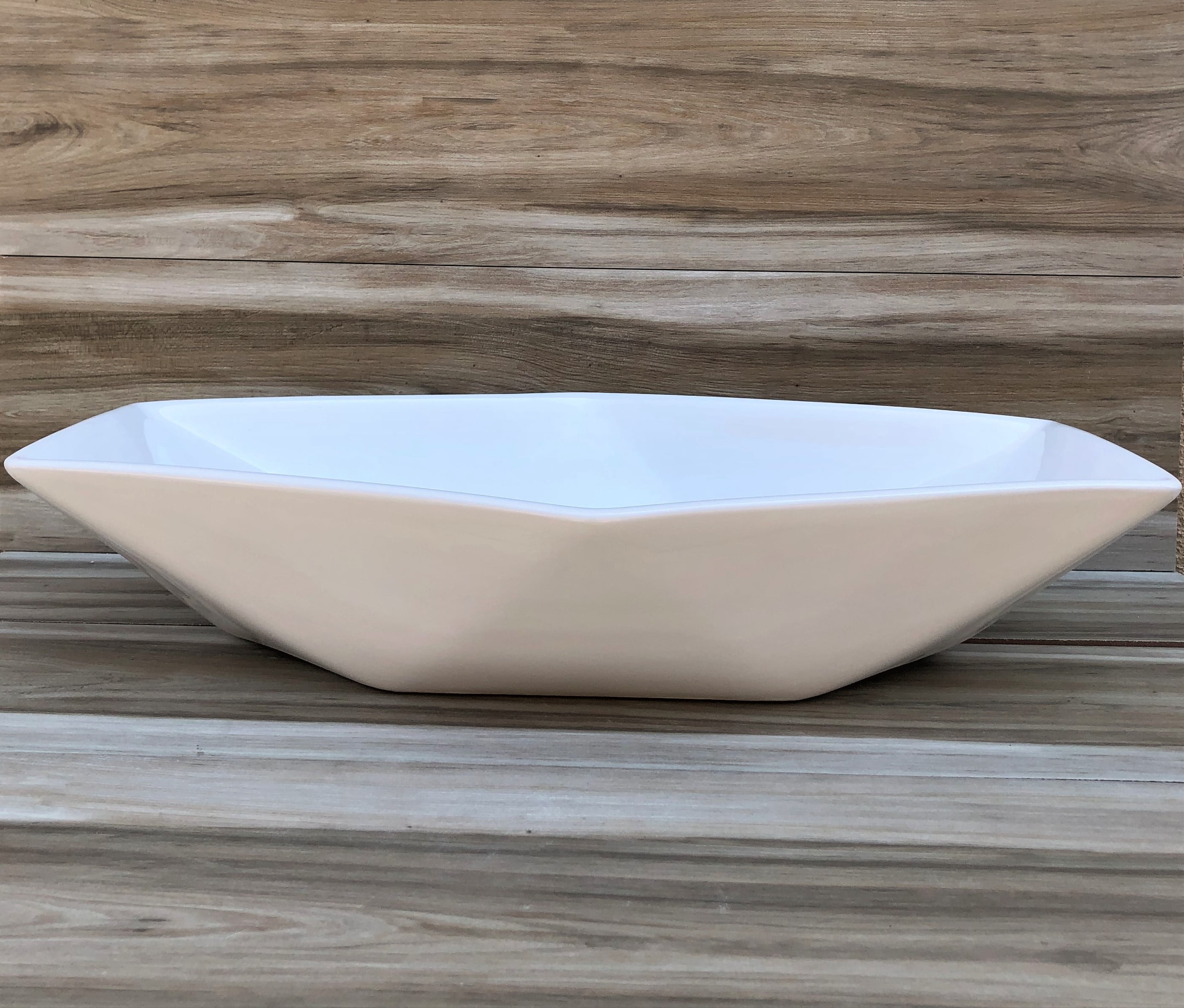 Hexagon Shape Vessel Sink | White Elongated Countertop Washbasin ...