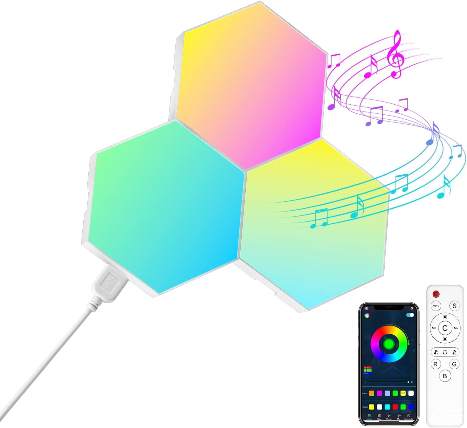 Hexagon Wall Light LED Panel - Smart APP RGB Hexagonal Modular Gaming ...