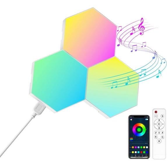 Hexagon Wall Light LED Panel - Smart APP RGB Hexagonal Modular Gaming ...