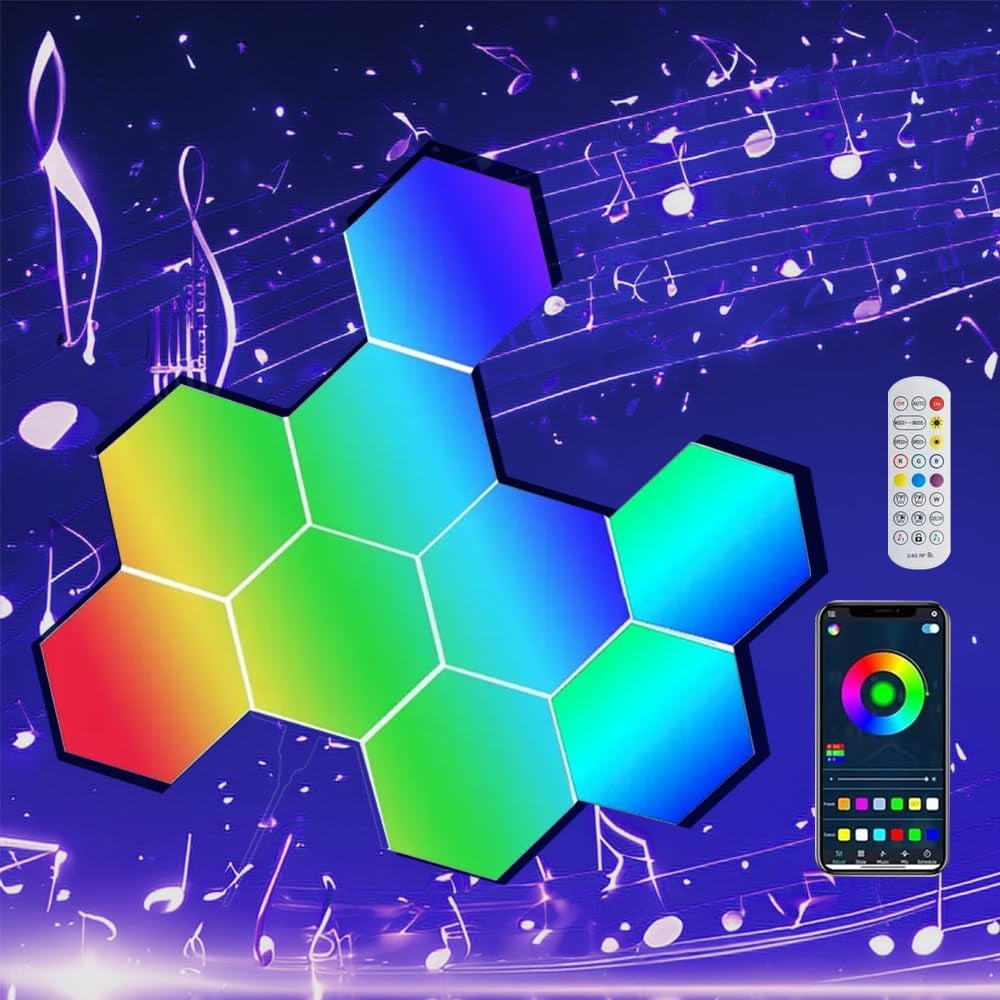Hexagon Wall Light Panels (8 Pack) - Smart APP RGB Hexagonal LED ...
