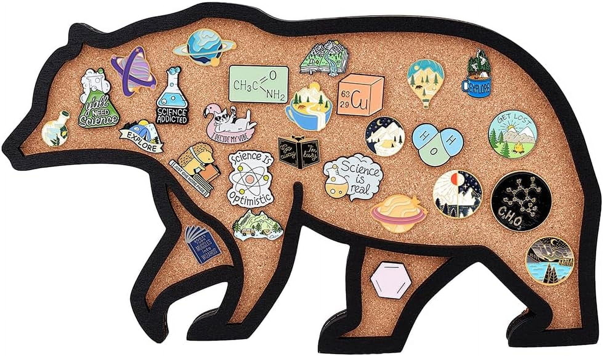 Hexagon Wall Mounted Brooch Jewelry Display Cork Tray Wooden Enamel ...