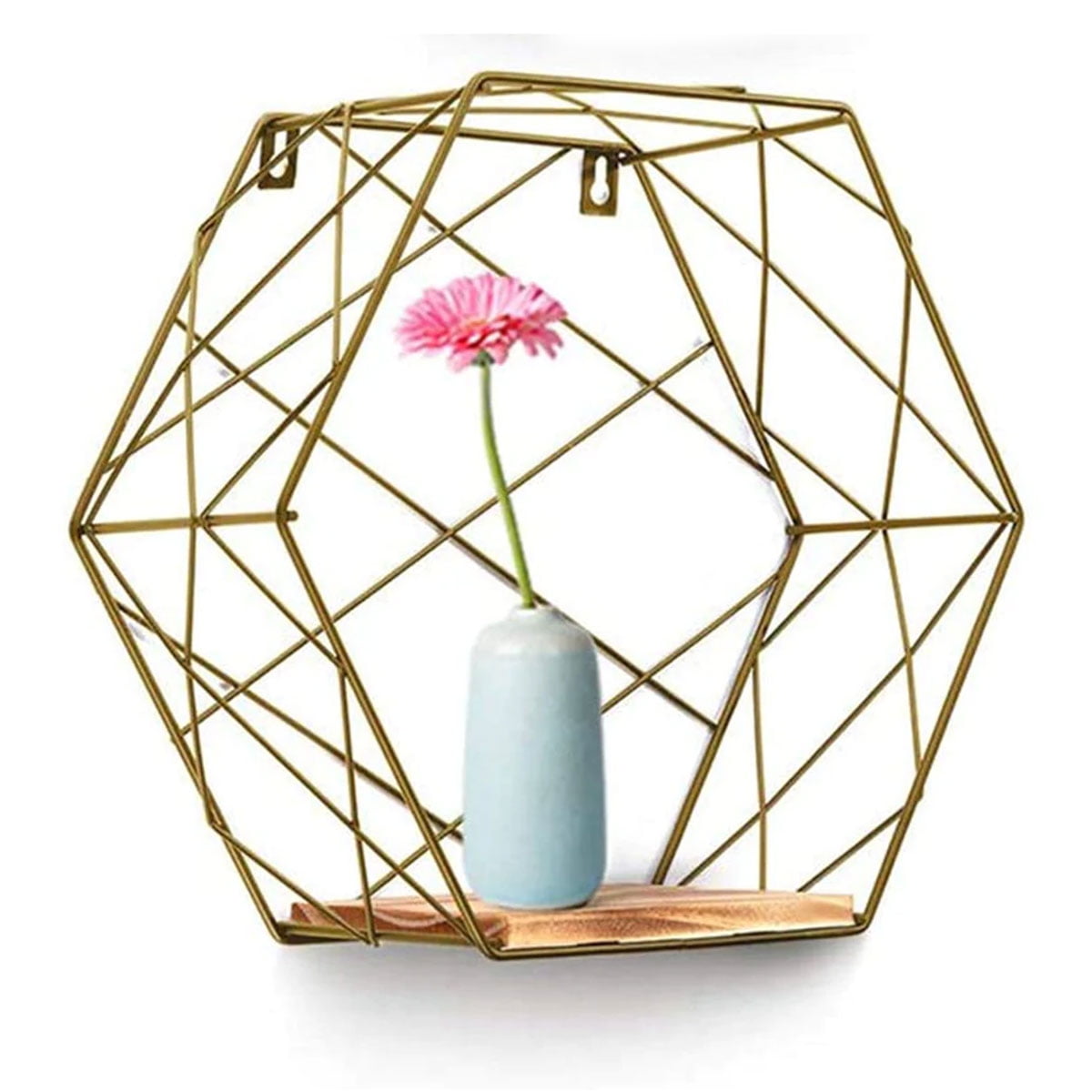 Hexagon Wall Shelves, Floating Honeycomb Wire Wall Mounted Shelf ...
