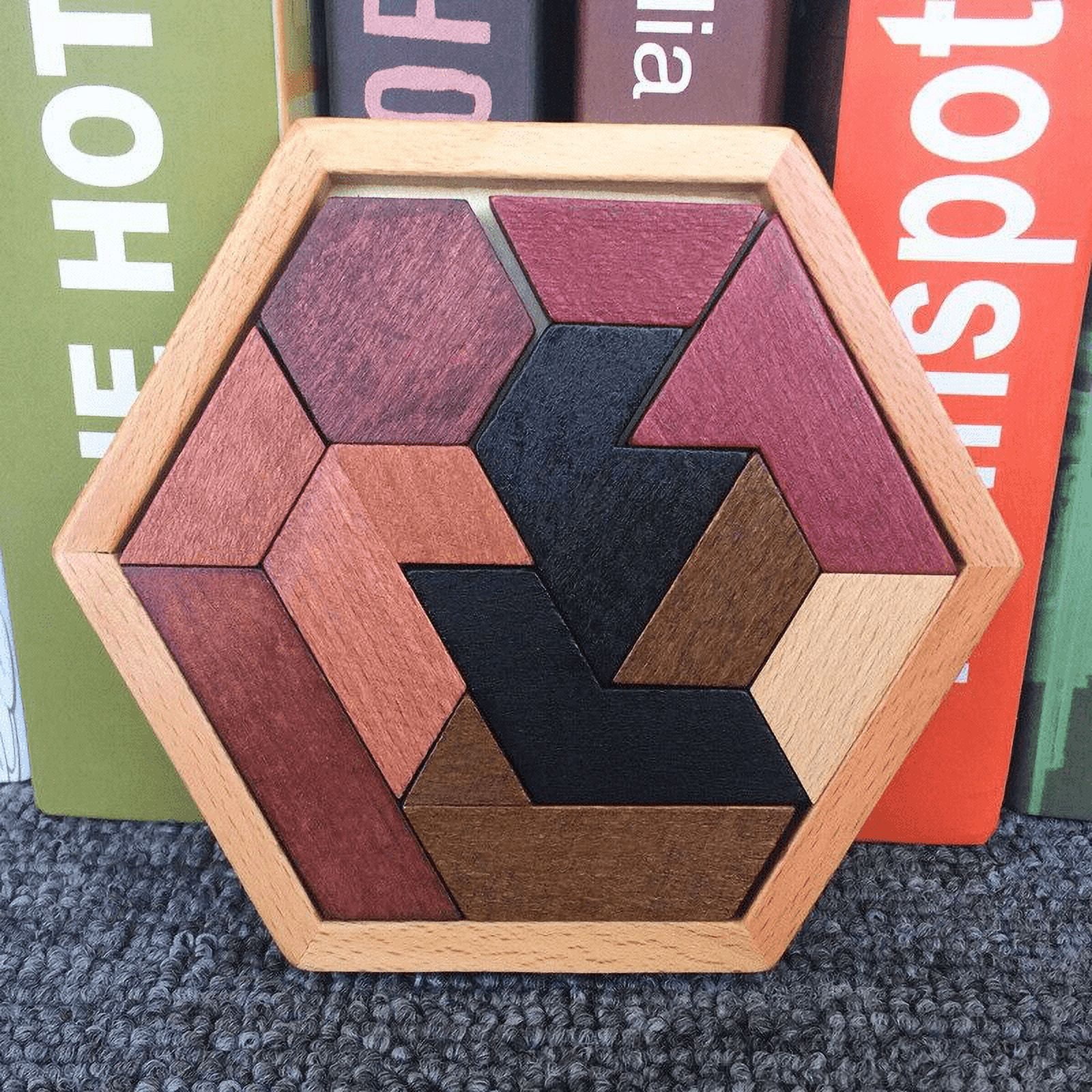 Hexagon Wooden Puzzle Grow the Intellect Toys For Kids Tangram ...