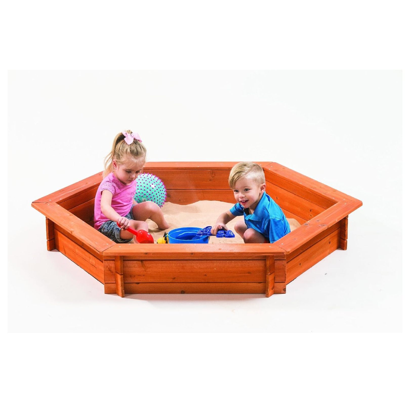 Hexagon Wooden Sandbox with Seat - Eco-Friendly Cedar Sandbox with ...