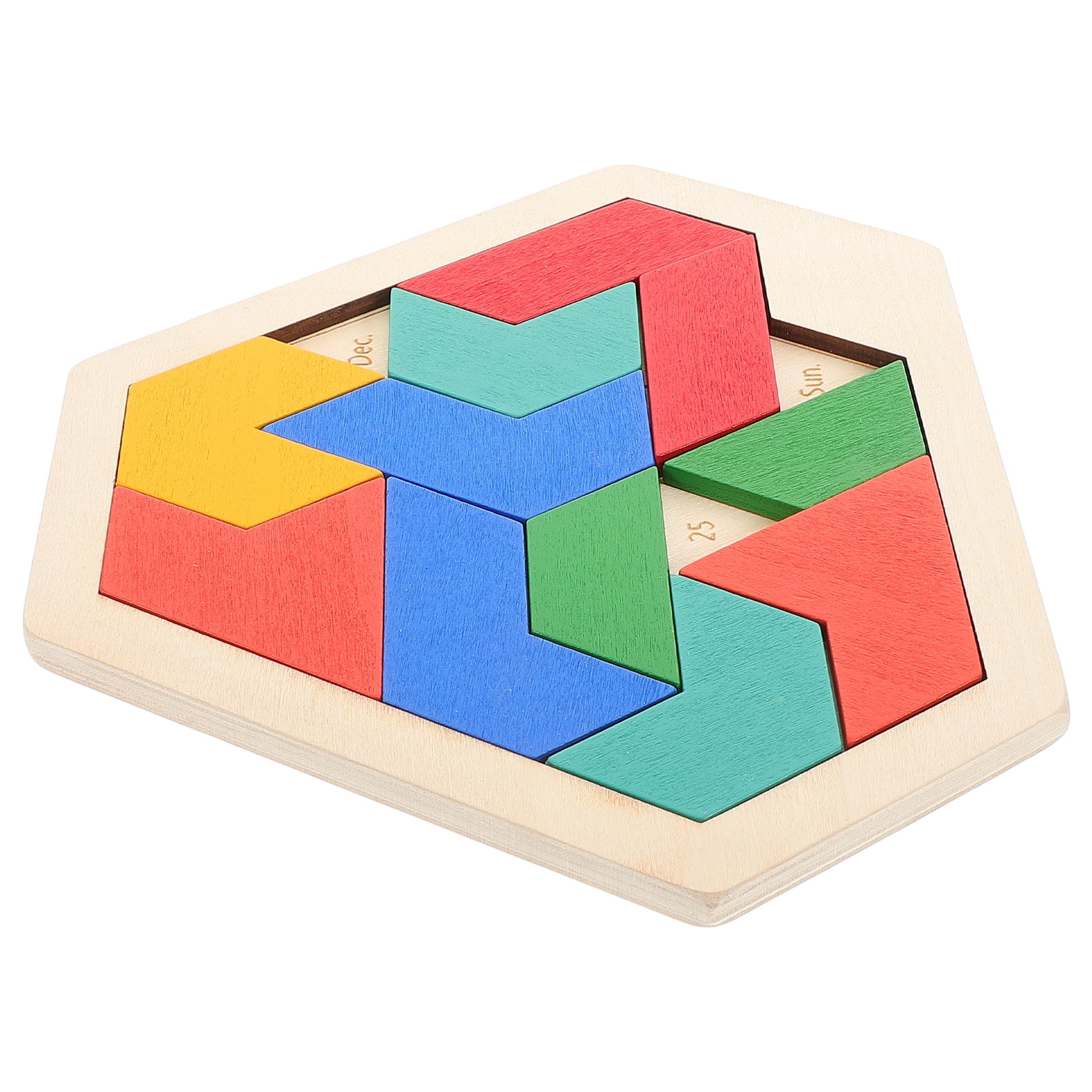 Hexagon Wooden Tangram Puzzle For Kids And Adults Brain Teaser Game For ...