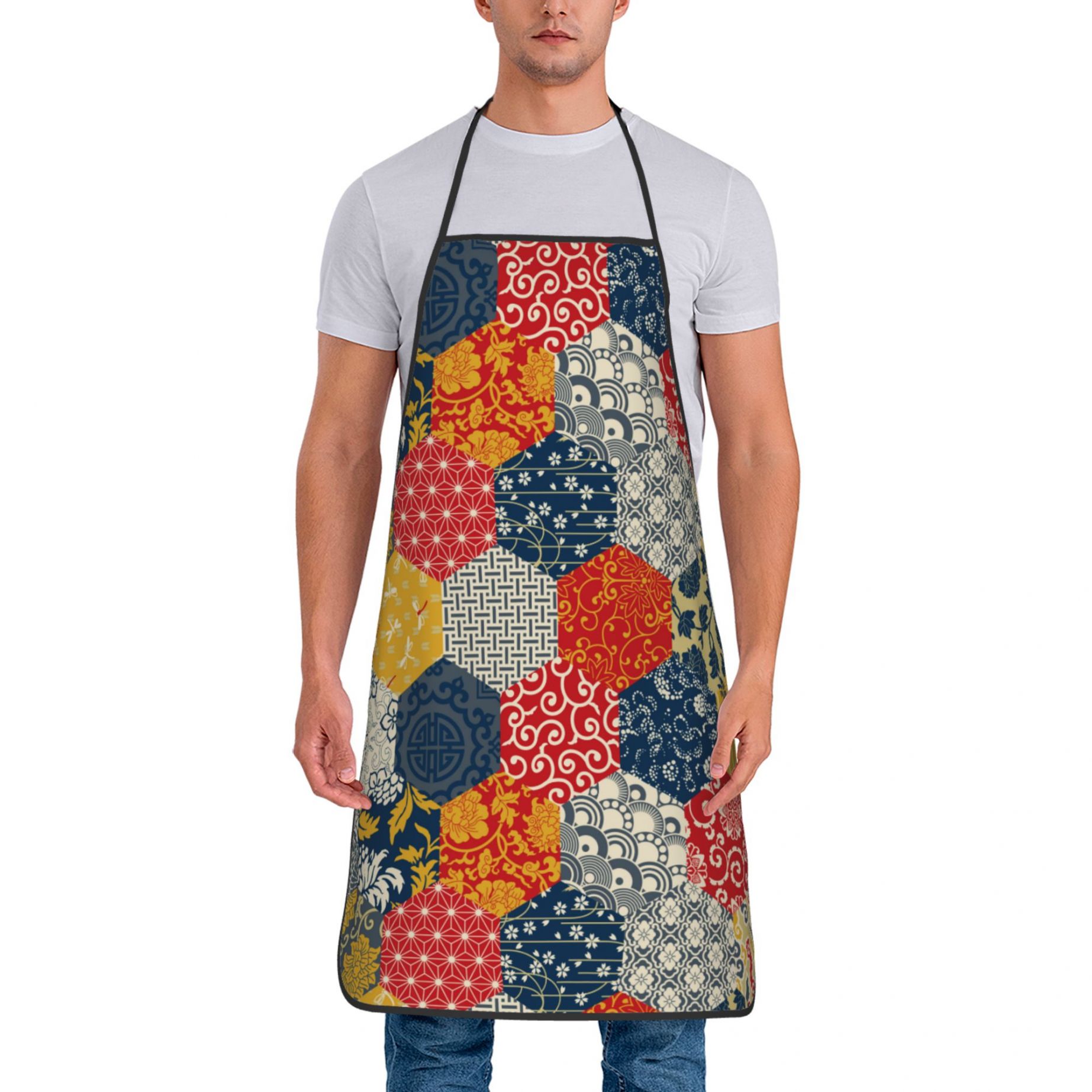 Hexagon pattern cloth pattern Aprons for Women Men Waterproof Apron ...