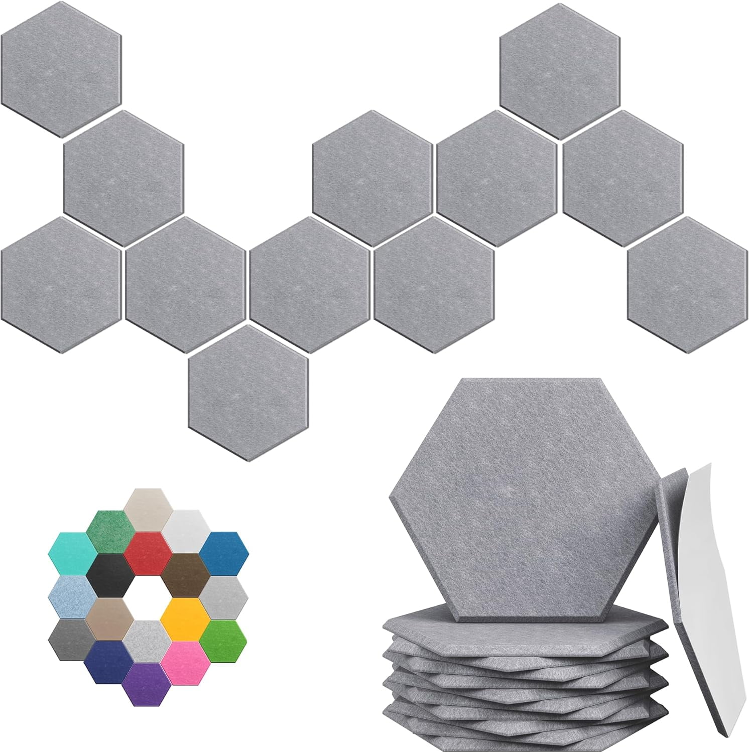 Hexagonal Acoustic Panels-12 Pack High-Density Sound Absorbing Panels ...